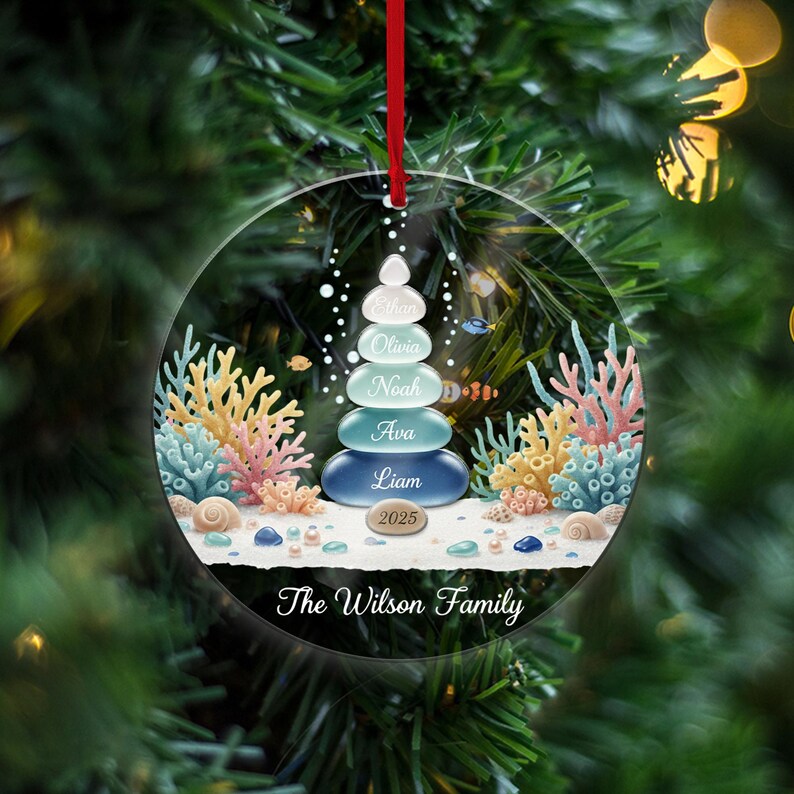 Personalized 2-layer Acrylic Ornament – Ocean Reef Design With Custom ...