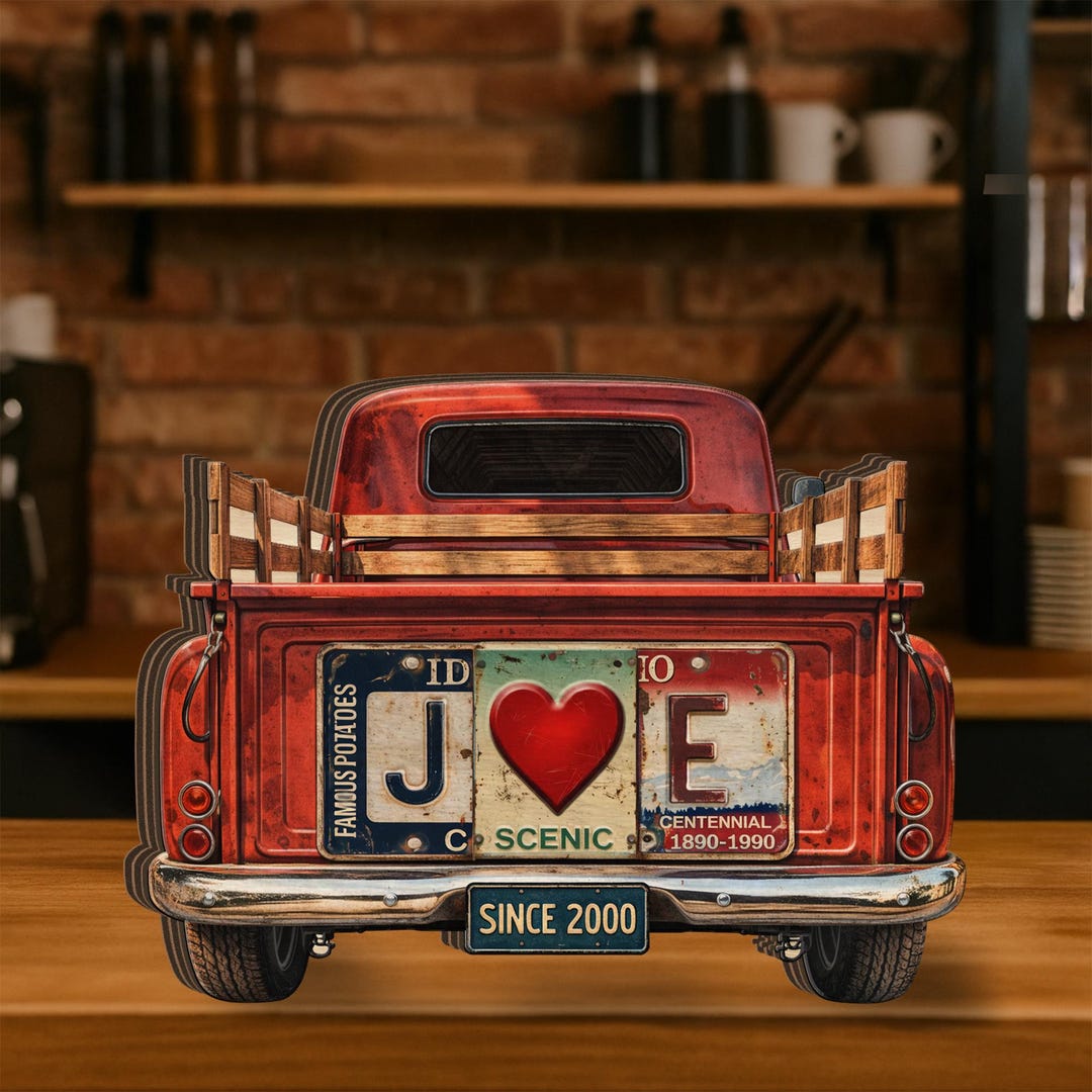 Custom Couple Pickup Truck License Plate Wooden Block Decor - Etsy