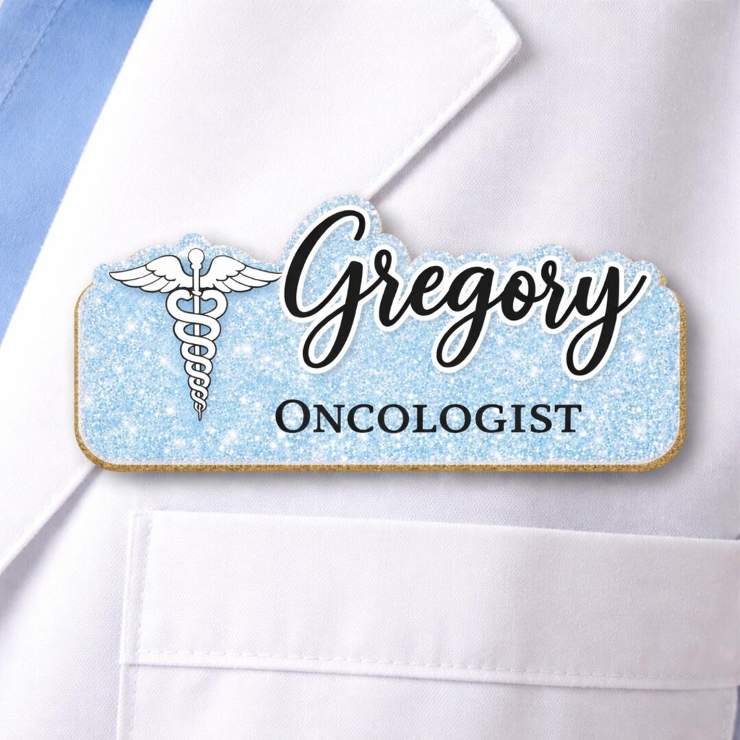 Custom Medical Magnetic Name Tag, Faux Glitter Two Layer Badge for ...