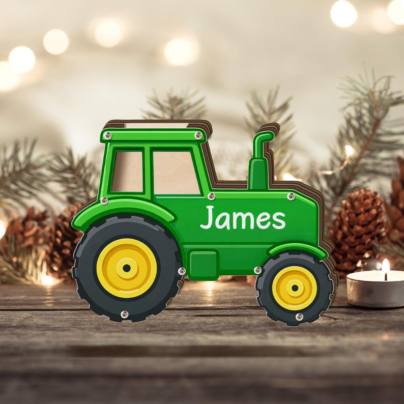 Custom Tractor Piggy Bank Personalized Name Coin Bank Wooden Farm ...
