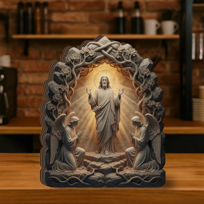 Jesus Resurrection Wooden Block Decor: Printed Religious Wood Art ...