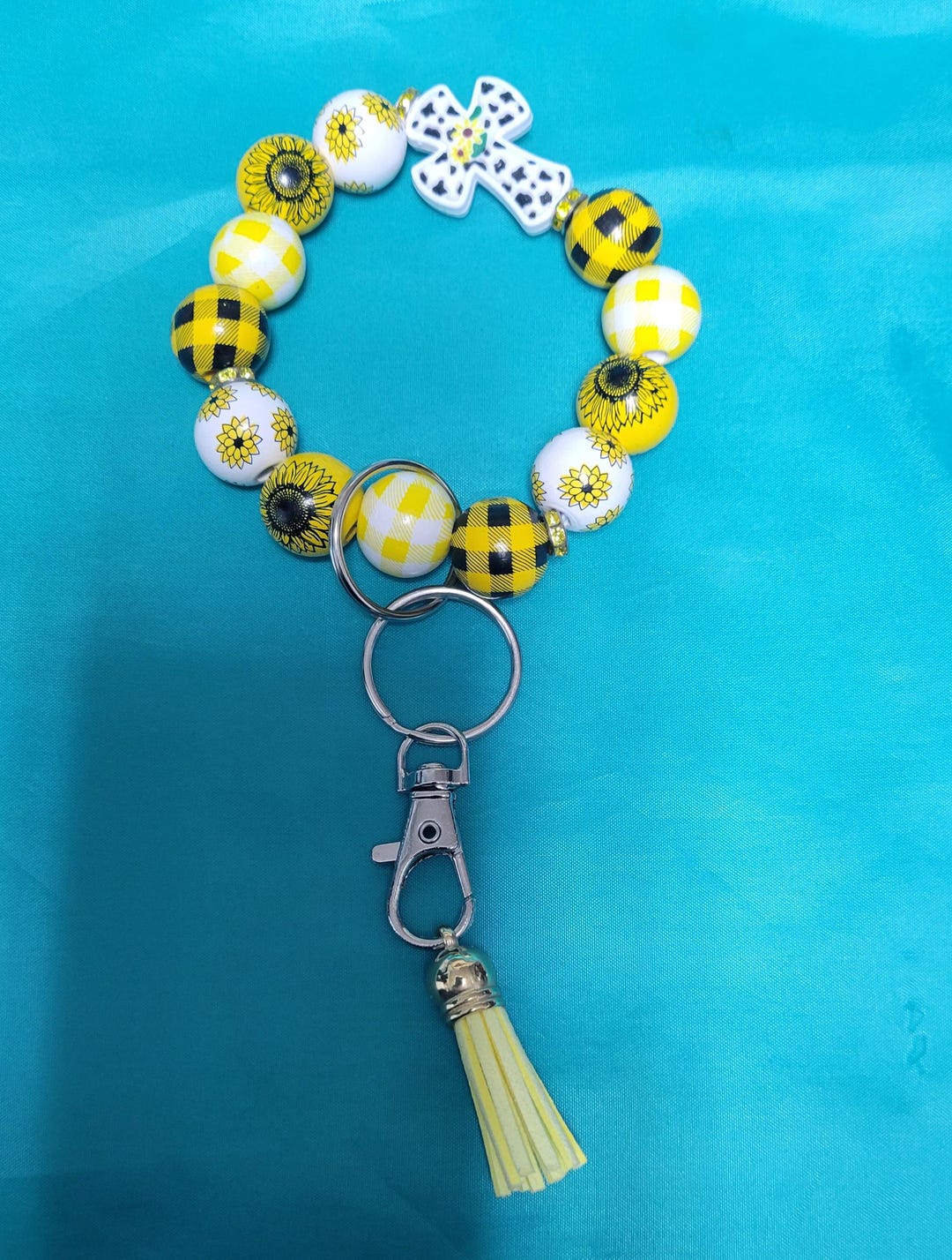 KEY RING Wristlet,many Colors With Wooden Beads or With Silicone Beads ...
