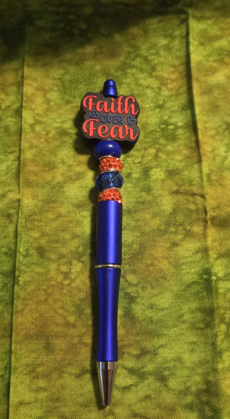 Christian Jounraling Pen Faith Over Fear Beaded Pen Christian Gift - Etsy