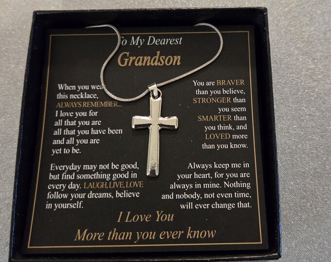 Grandson Silver Cross Special Gift. Cross for Grandson With Message ...