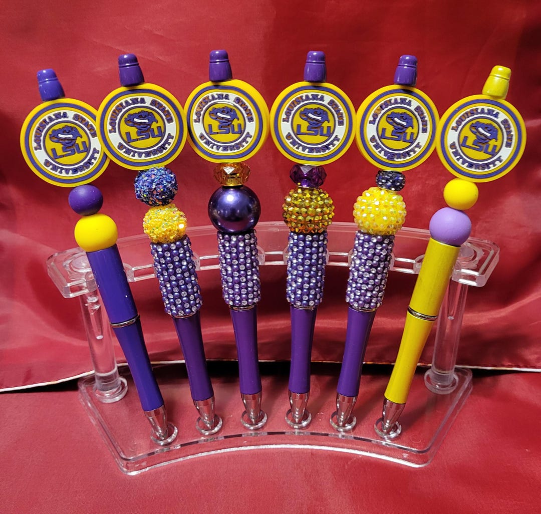 Greeting Pen LSU Silver Barrel Grip Pen 8 Pack