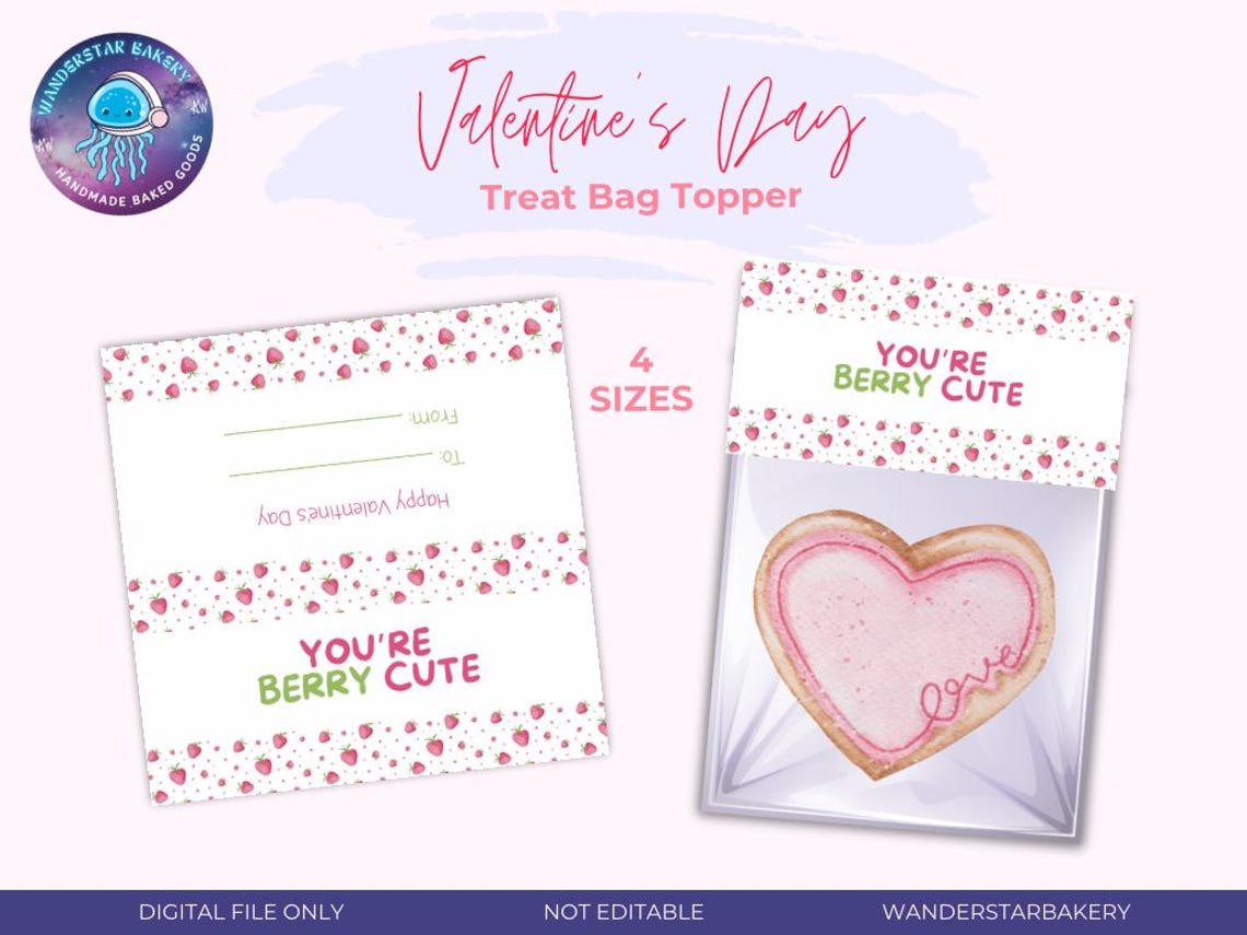 Valentine’s Day Treat Bag Topper, Bundle, Printable Cookie Topper ...