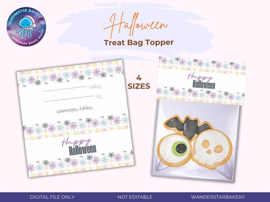 Halloween Treat Bag Topper, Printable Cookie Packaging (digital File ...