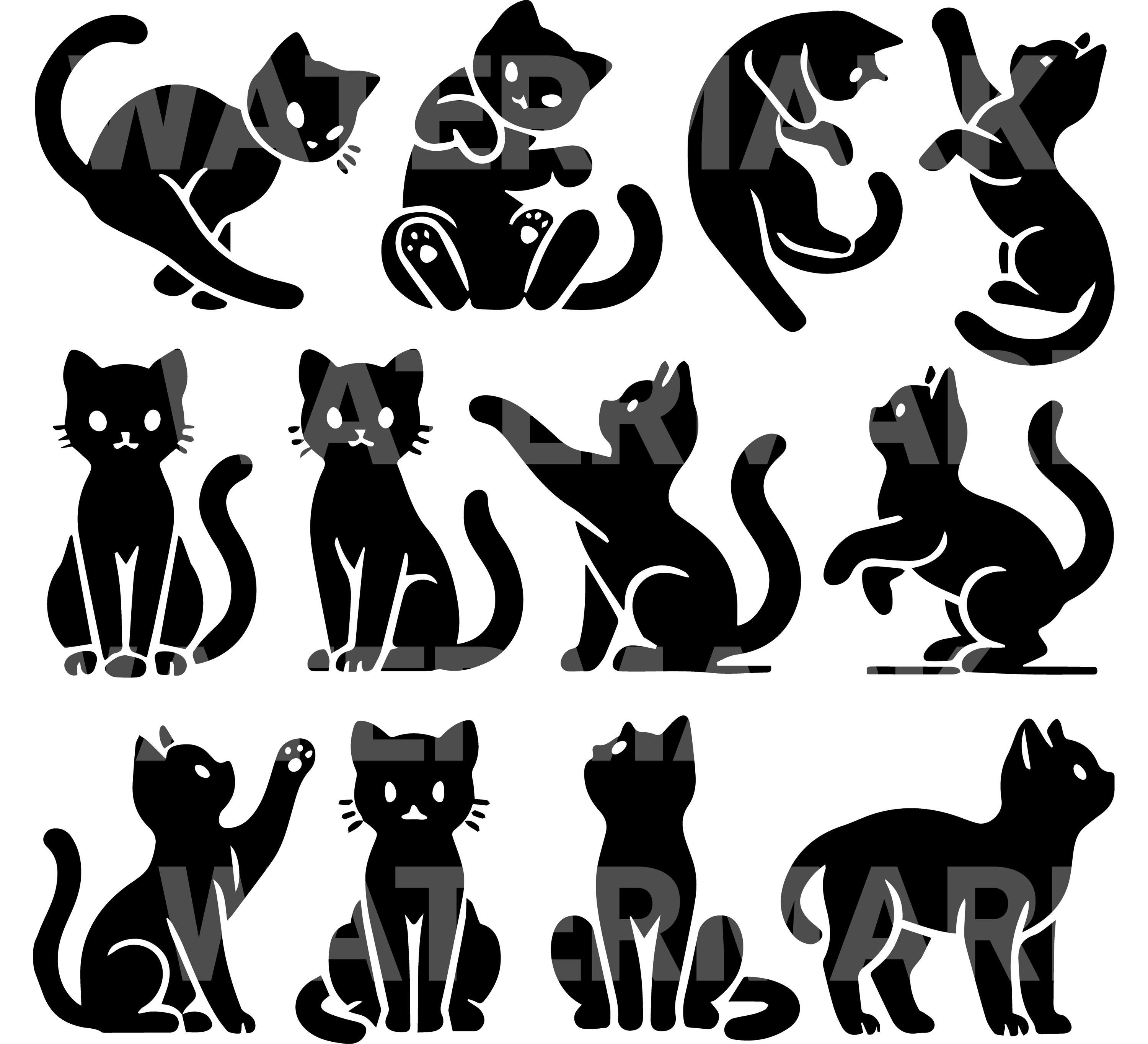 12 Cute Cat Poses SVG - Etsy