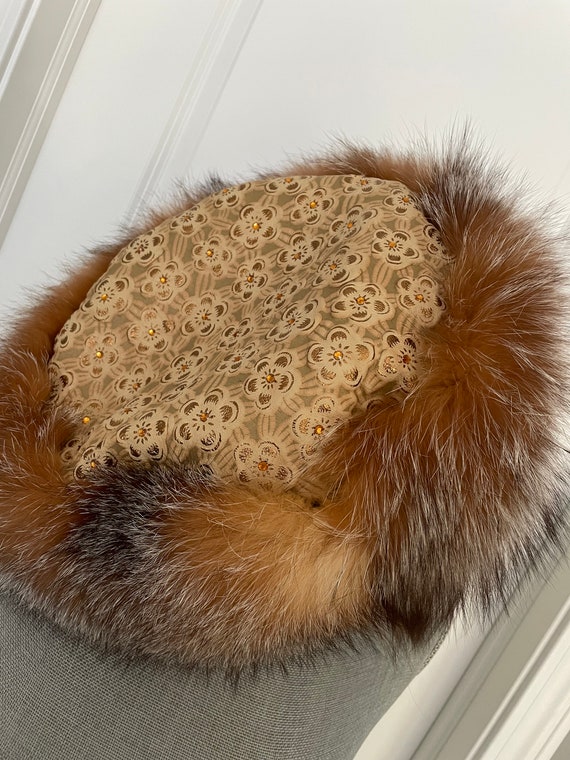 DERO Rocco Fox Fur Leather Russian Hat - Gem