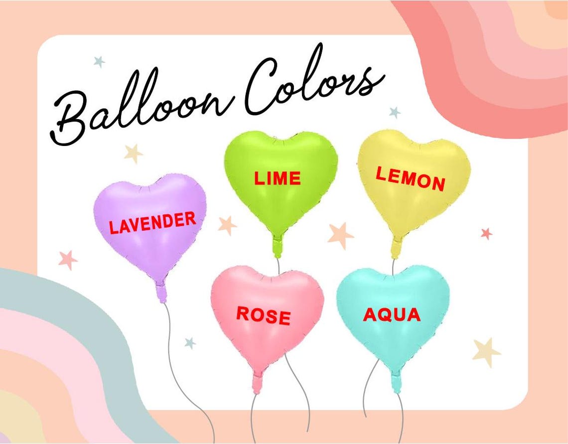 Conversation Heart Balloon Bouquet, Candy Heart Balloons, Valentines ...
