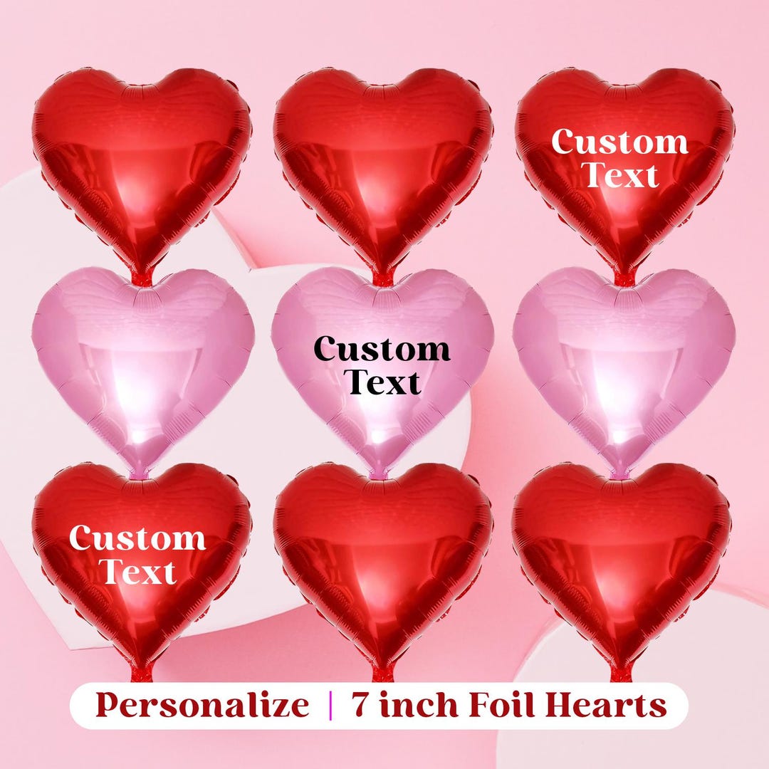 7 Inch Personalized Heart Balloon, Small Heart Balloons, Valentines Day ...