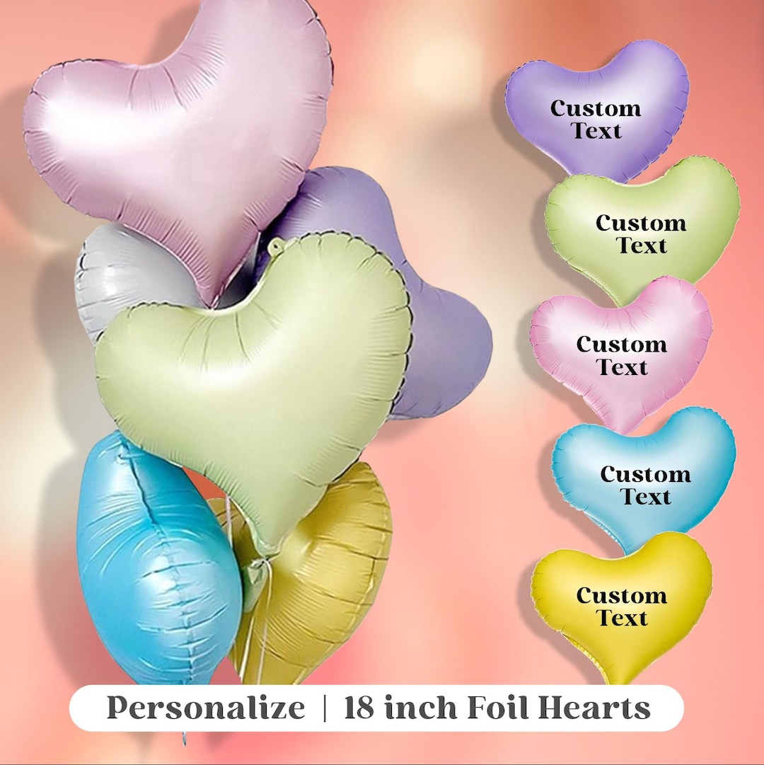 Personalized Heart Balloon, Colorful Heart Balloon, Mylar Balloon, Foil ...