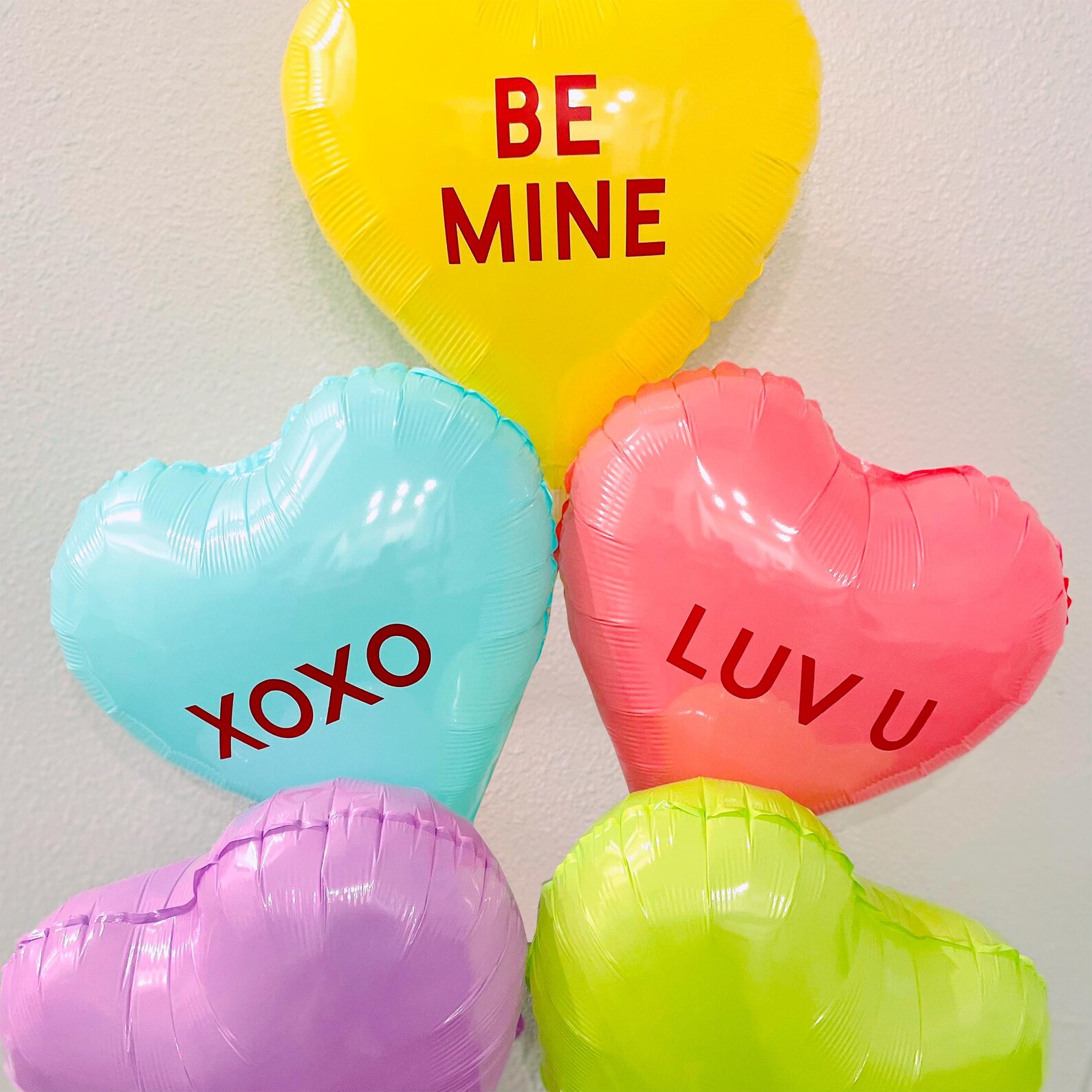 Conversation Heart Balloon Bouquet, Candy Heart Balloons, Valentines ...