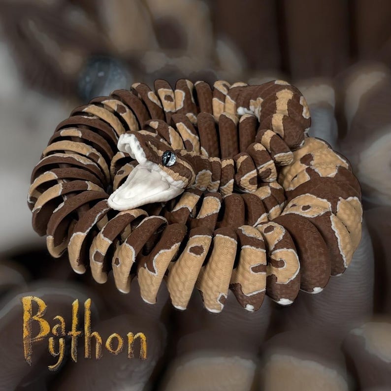 Ball Python Flexi Snake – 3D Printed Articulated Reptile, Snake Lover Gift - Etsy