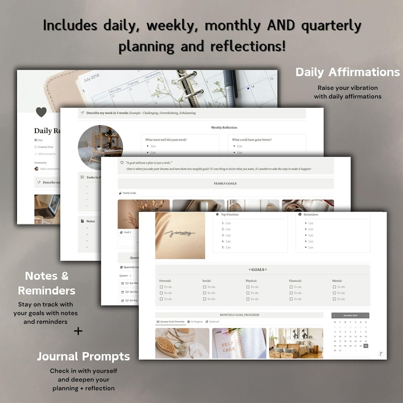 Minimalistic 2025 Notion Template, New Year Planner, Aesthetic Digital ...