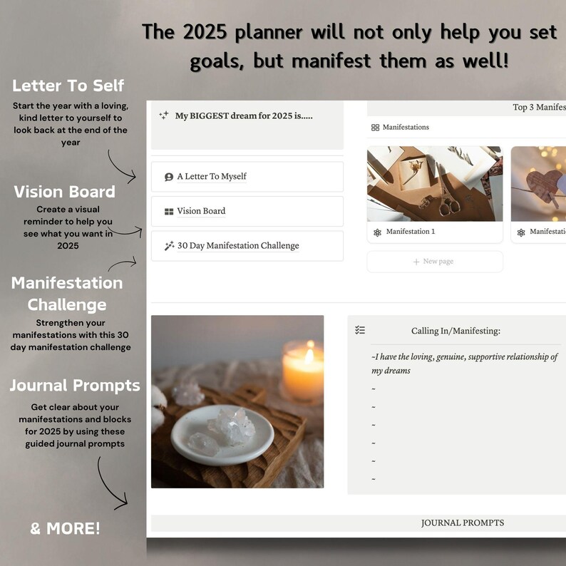 Minimalistic 2025 Notion Template, New Year Planner, Aesthetic Digital ...