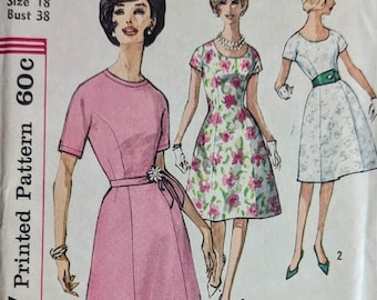 SIMPLICITY 5807 UNCUT Size 10 Bust 31 One-piece Dress Blouse and Skirt ...