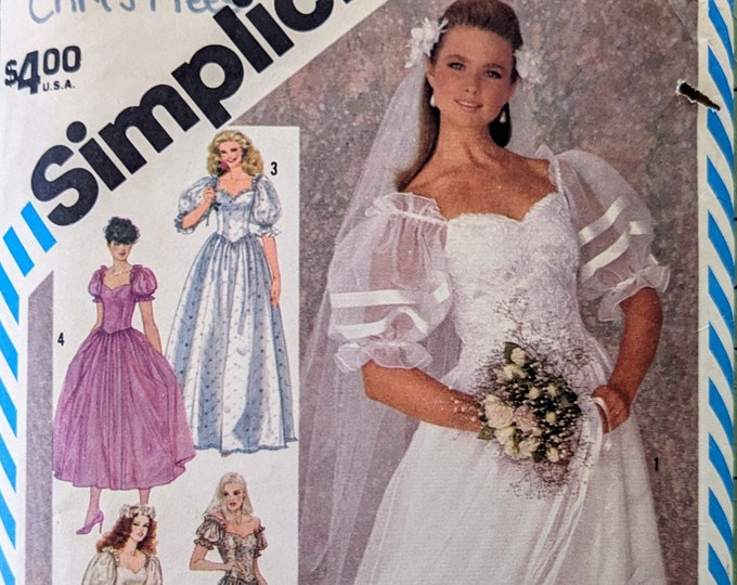 SIMPLICITY 6241 Size 12 Bust 34" Bride Bridesmaid Dress Gown Puffed ...