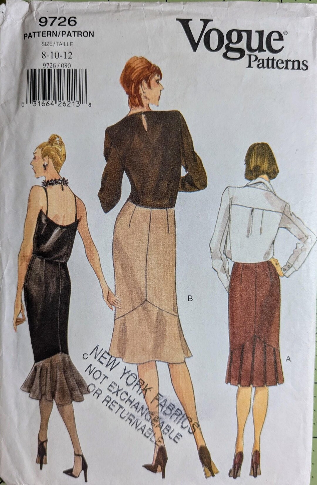 VOGUE 9726 UNCUT Size 8-12 Skirt Flutter Flared Pleated Shaped Lined ...