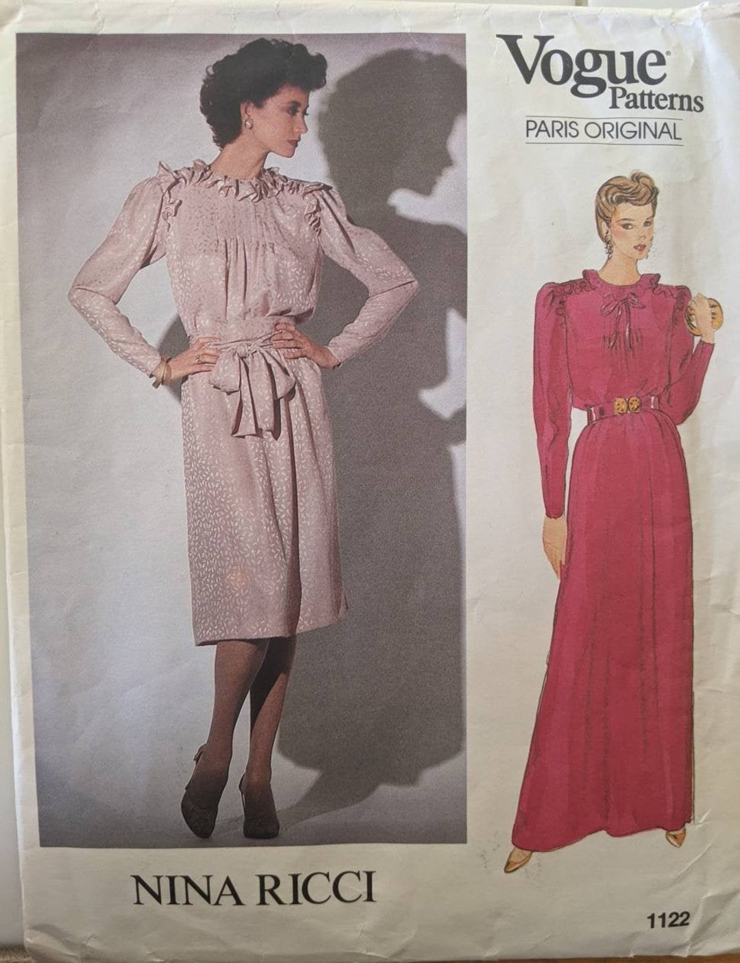 VOGUE 1122 UNCUT Size 12 Bust 34" Nina Ricci Paris Original Pullover ...