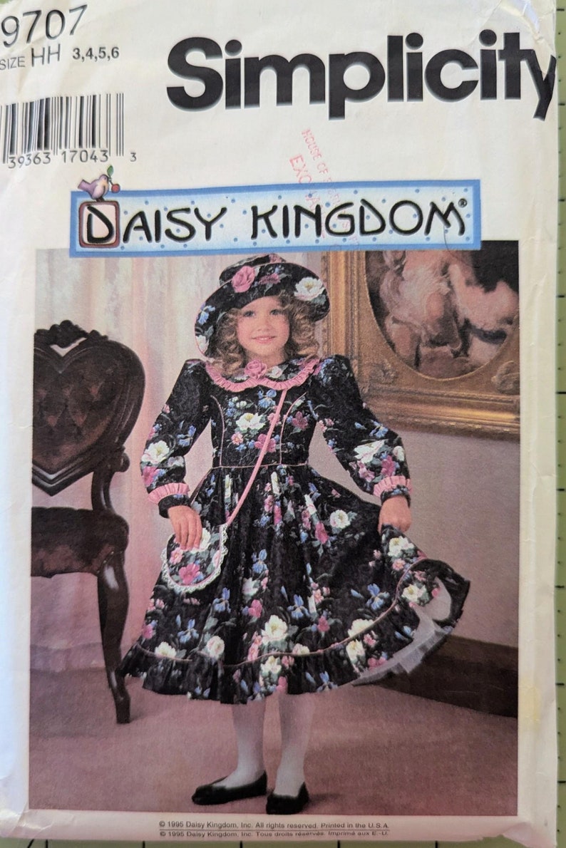 SIMPLICITY 9707 Size 3-6 Daisy Kingdom Child's Girls Dress Hat Purse ...