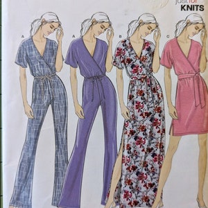 NEW LOOK 6554 / D0931 UNCUT Knit Jumpsuit Wrap Dress Tie Maxi Pattern ...