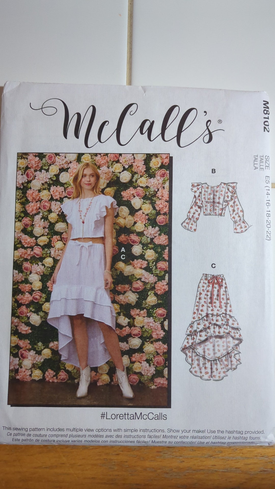Mccall's 8102 UNCUT Sz 14-22 Tops and Skirt Ruffles Hi Low Hem Loretta ...