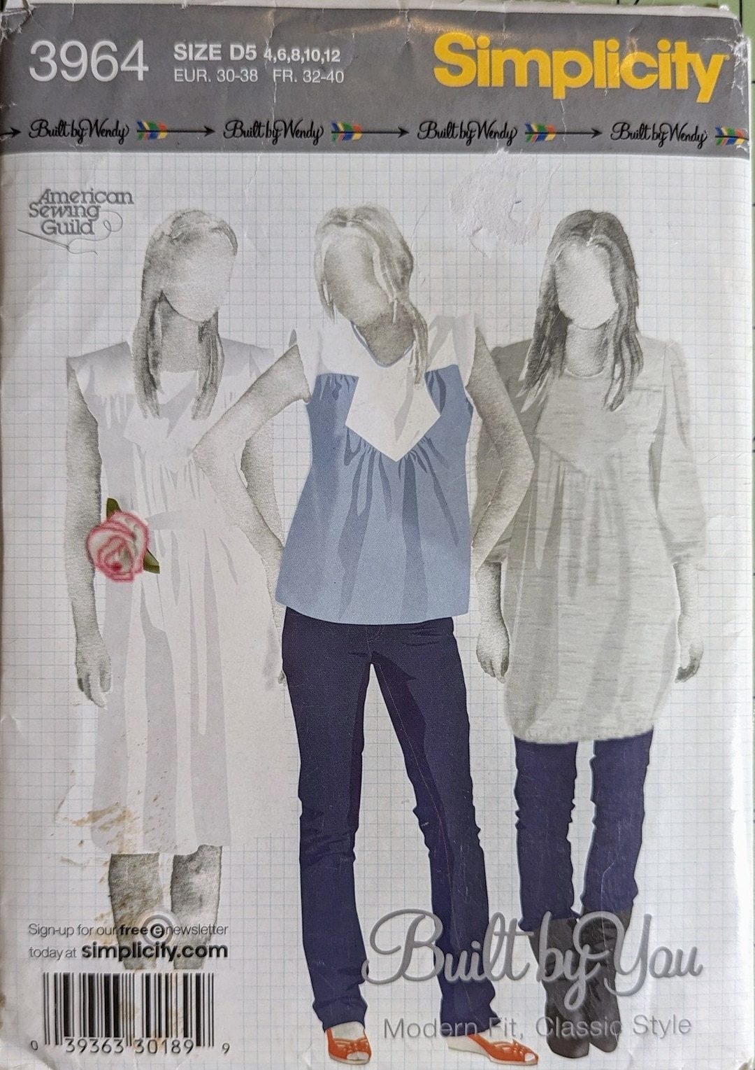 SIMPLICITY 3964 UNCUT Size 4-12 Built by You Dress Tunic Top Shirt Yoke ...