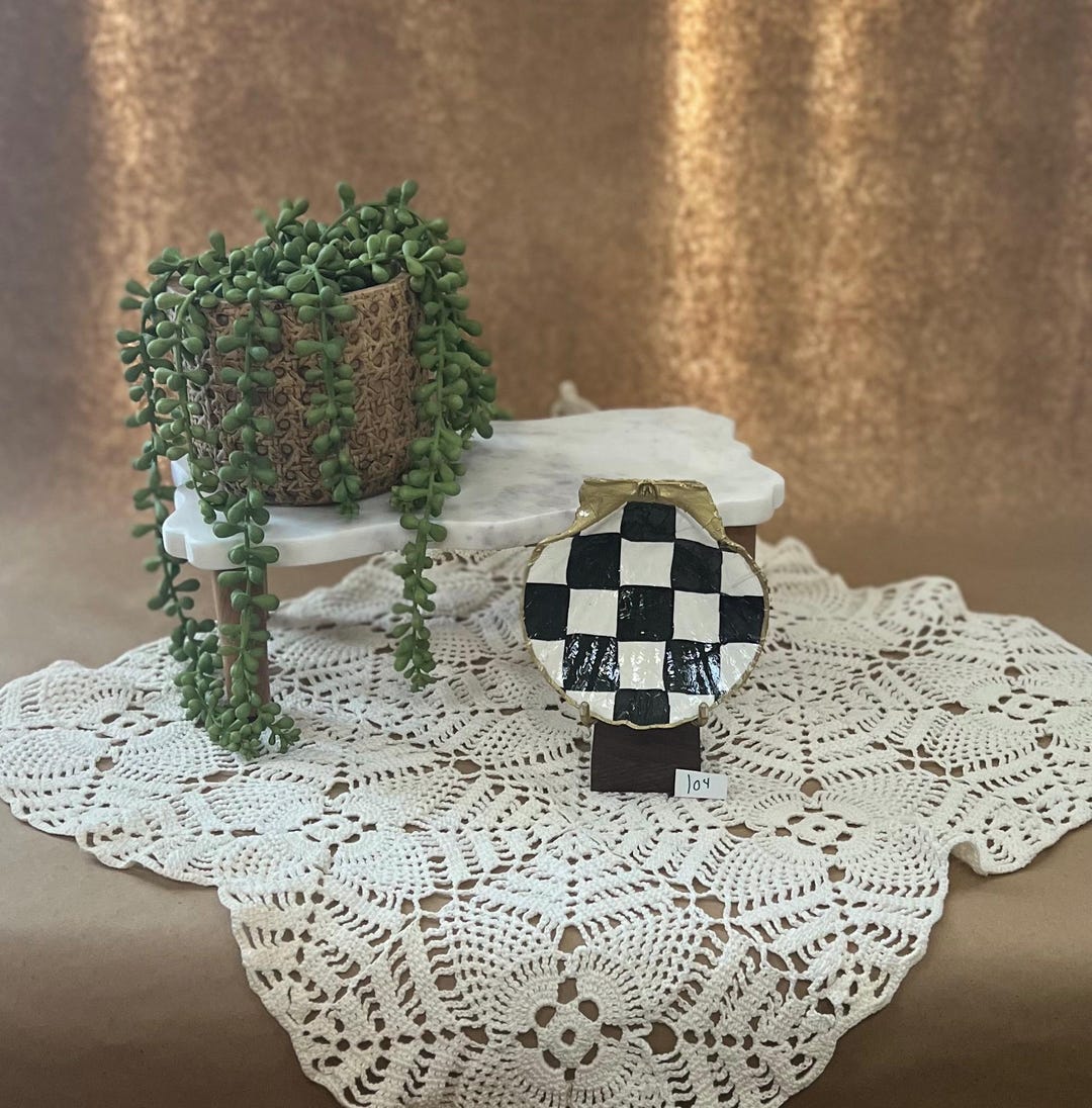Black and White Checkered Decoupage Scallop Shell #103 - Etsy