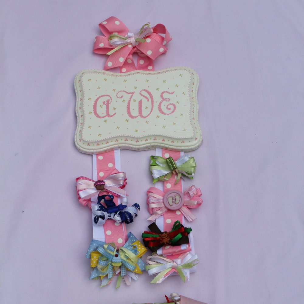 Large Monogrammed Double Ribbon Hanger - Etsy