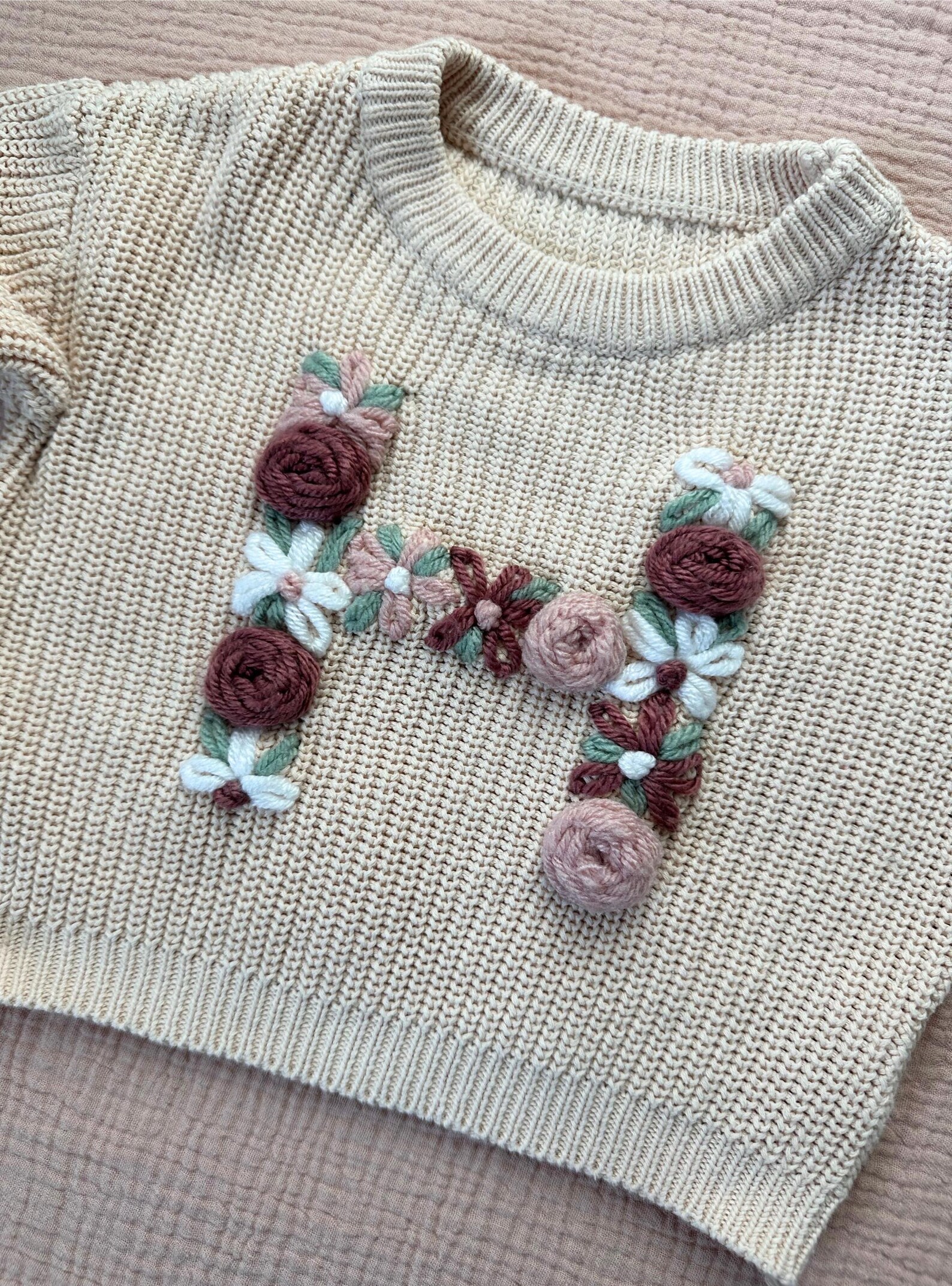 Floral Letter Sweater | Custom Embroidered Initial Sweater | Hand ...