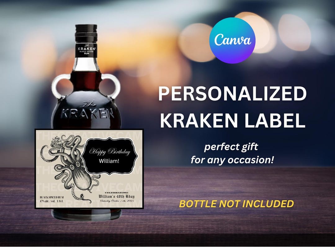 Personalized Kraken Rum Label Birthday Gifts (digital Download) - Etsy