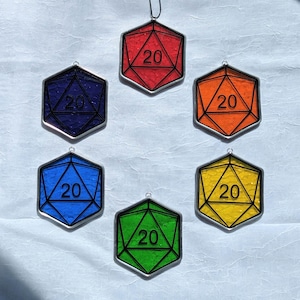 D20 Stained Glass Gamer Gift Dnd Gift Tabletop RPG Roll a Critical Hit ...