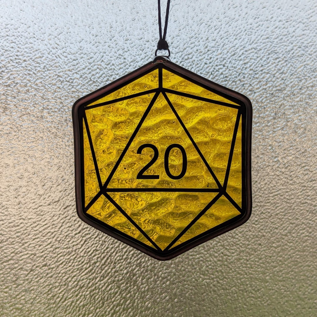 D20 Stained Glass Gamer Gift Dnd Gift Tabletop RPG Roll a Critical Hit ...