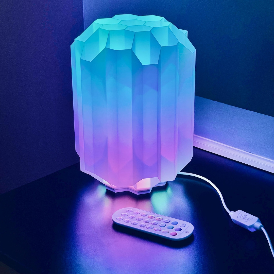 Hexagon 10" RGB Color Changing Light Show Lamp With Remote & App Control, USB Powered Nightstand ...