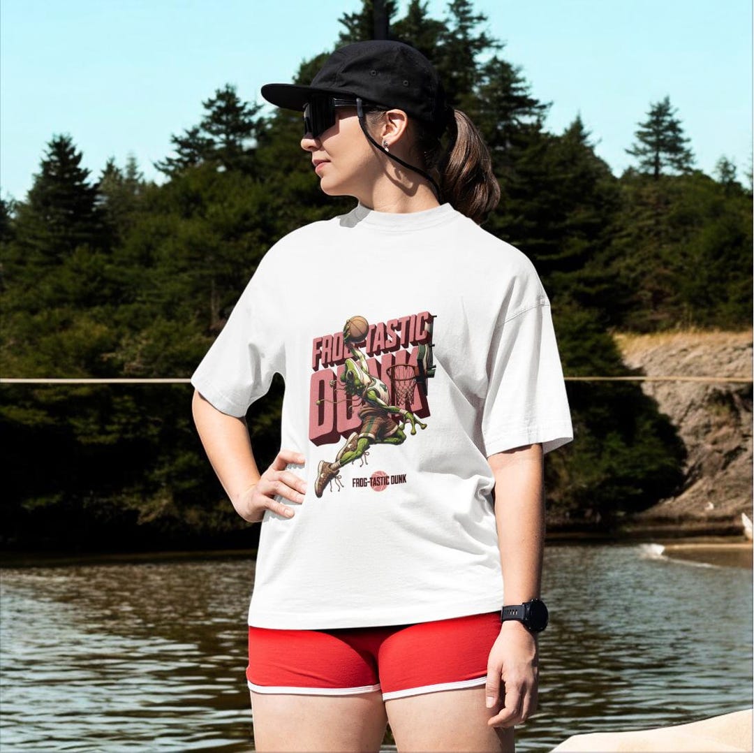 Frog-tastic Dunk Oversized Basketball Tee, Cotton T-shirt, Unisex Shirt ...