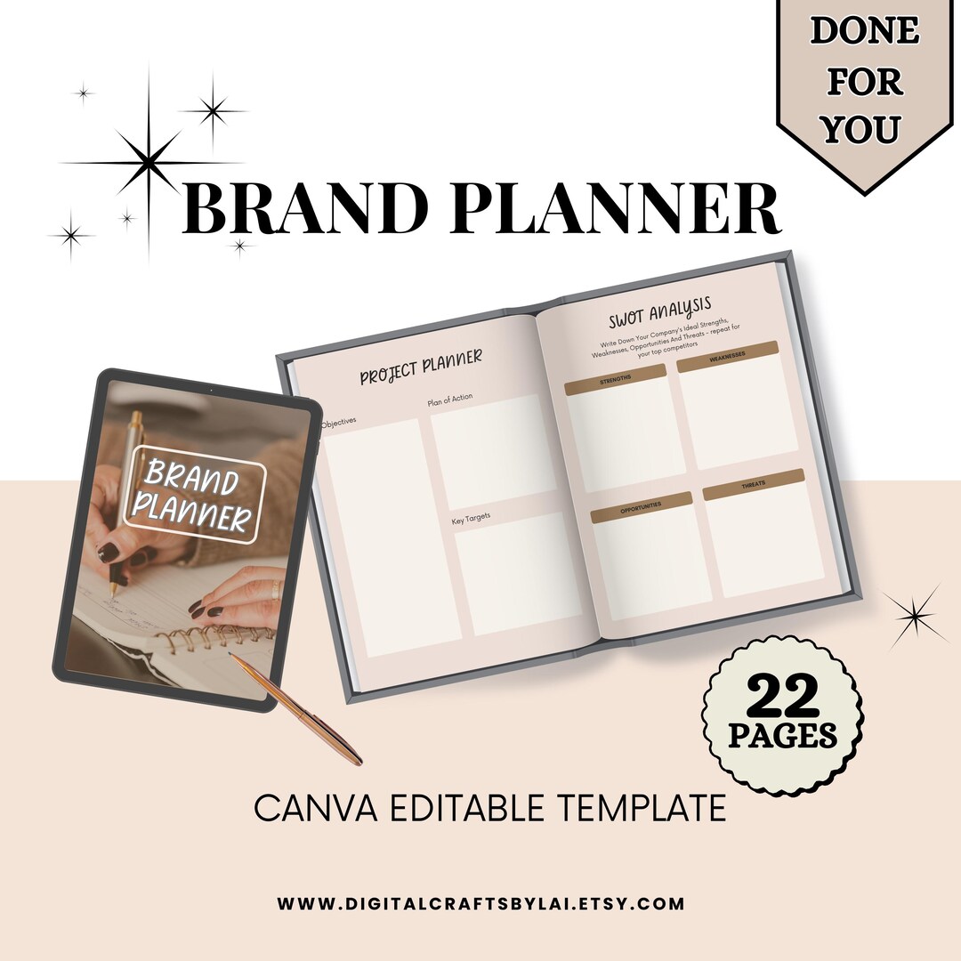 Brand Planner Template: Strategy, Vision, Competitor Analysis (PLR/MRR ...