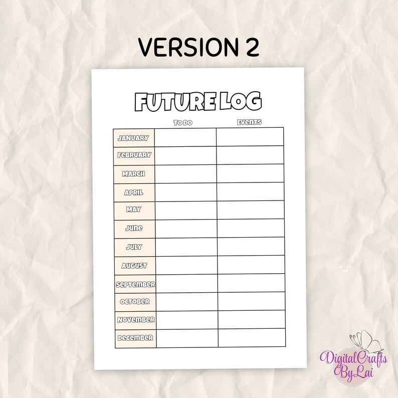 Printable Future Log Template: 12-month Journal (A4, A5, US Letter ...