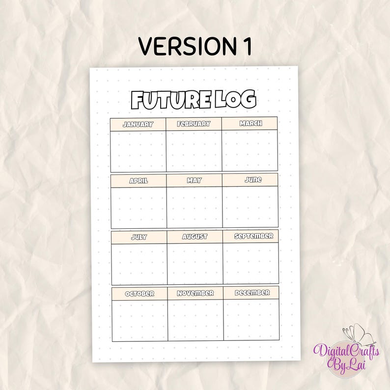 Printable Future Log Template: 12-month Journal (A4, A5, US Letter ...