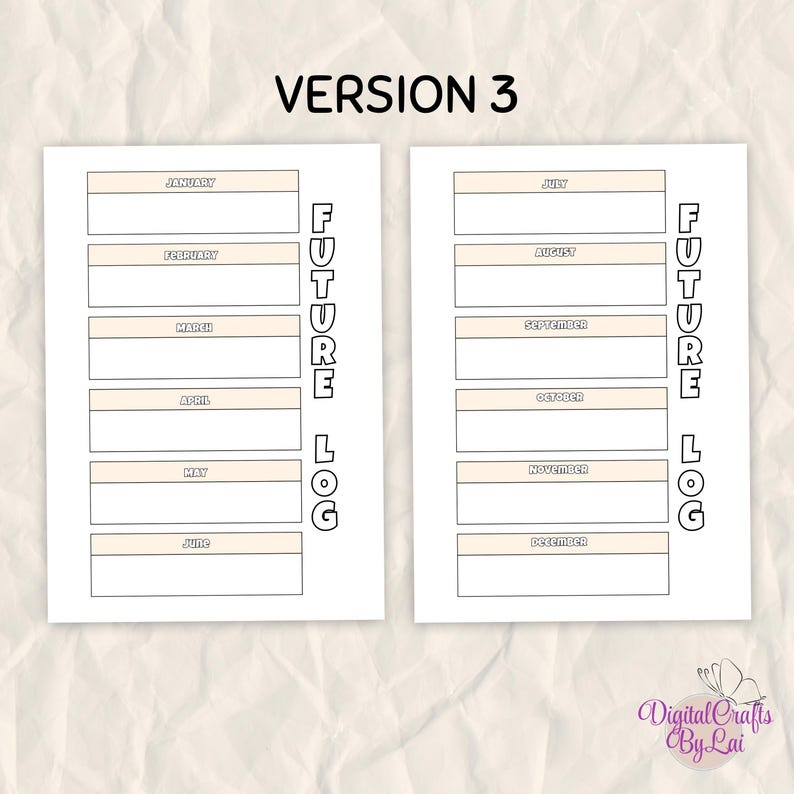 Printable Future Log Template: 12-month Journal (A4, A5, US Letter ...
