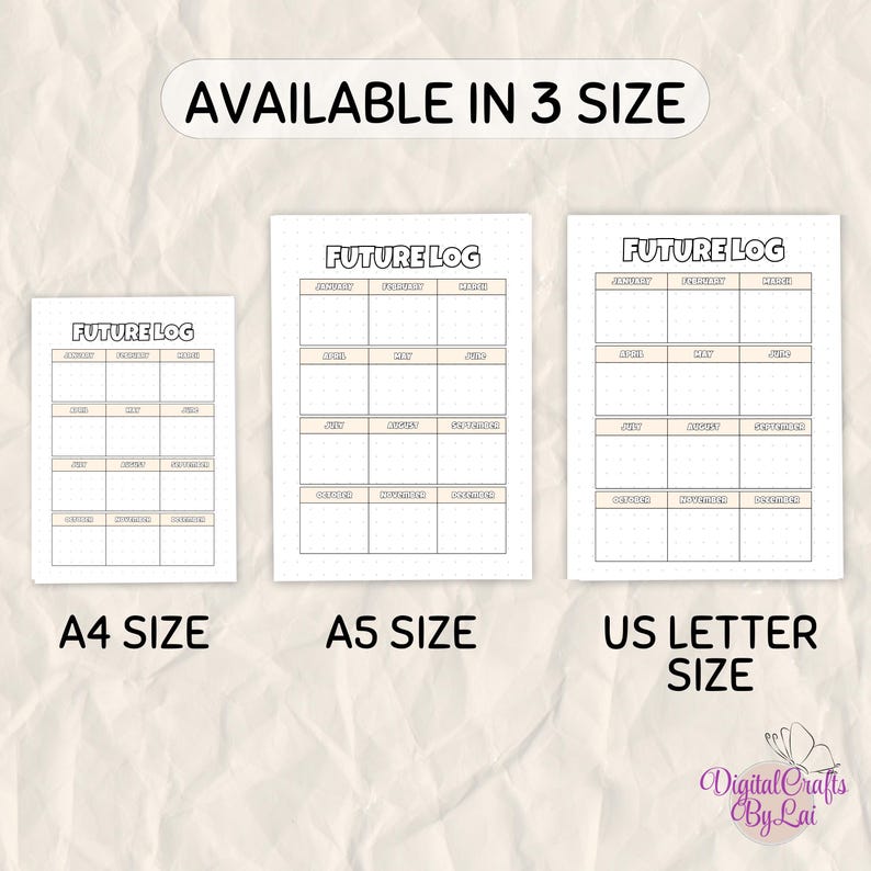 Printable Future Log Template: 12-month Journal (A4, A5, US Letter ...