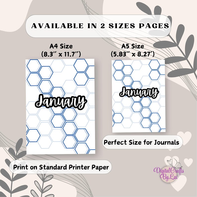Printable January 2025 Journal Instant Download journal Pages, Size A4 ...