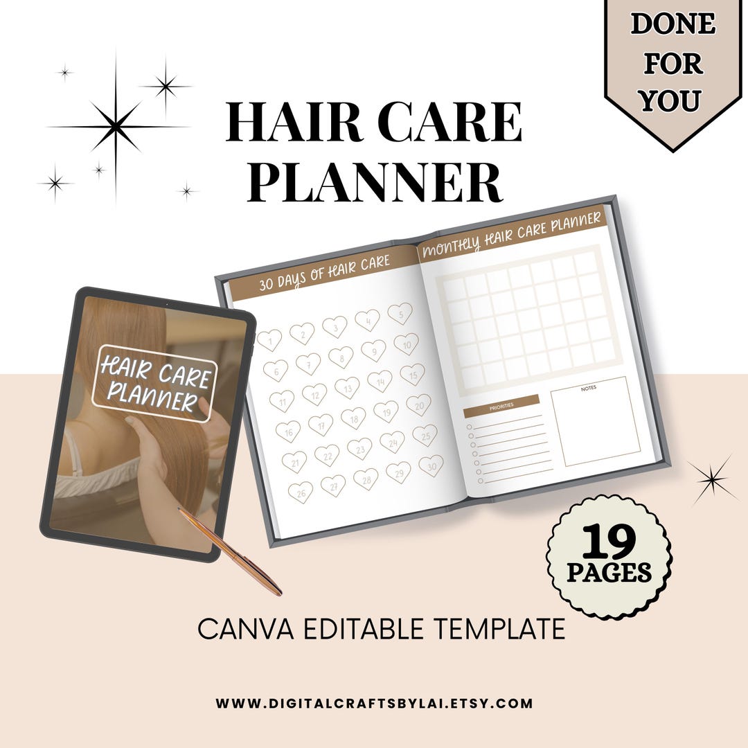 Hair Care Planner: Daily & Monthly Routine Tracker (digital Download ...