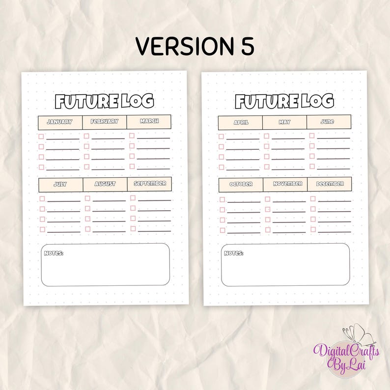 Printable Future Log Template: 12-month Journal (A4, A5, US Letter ...
