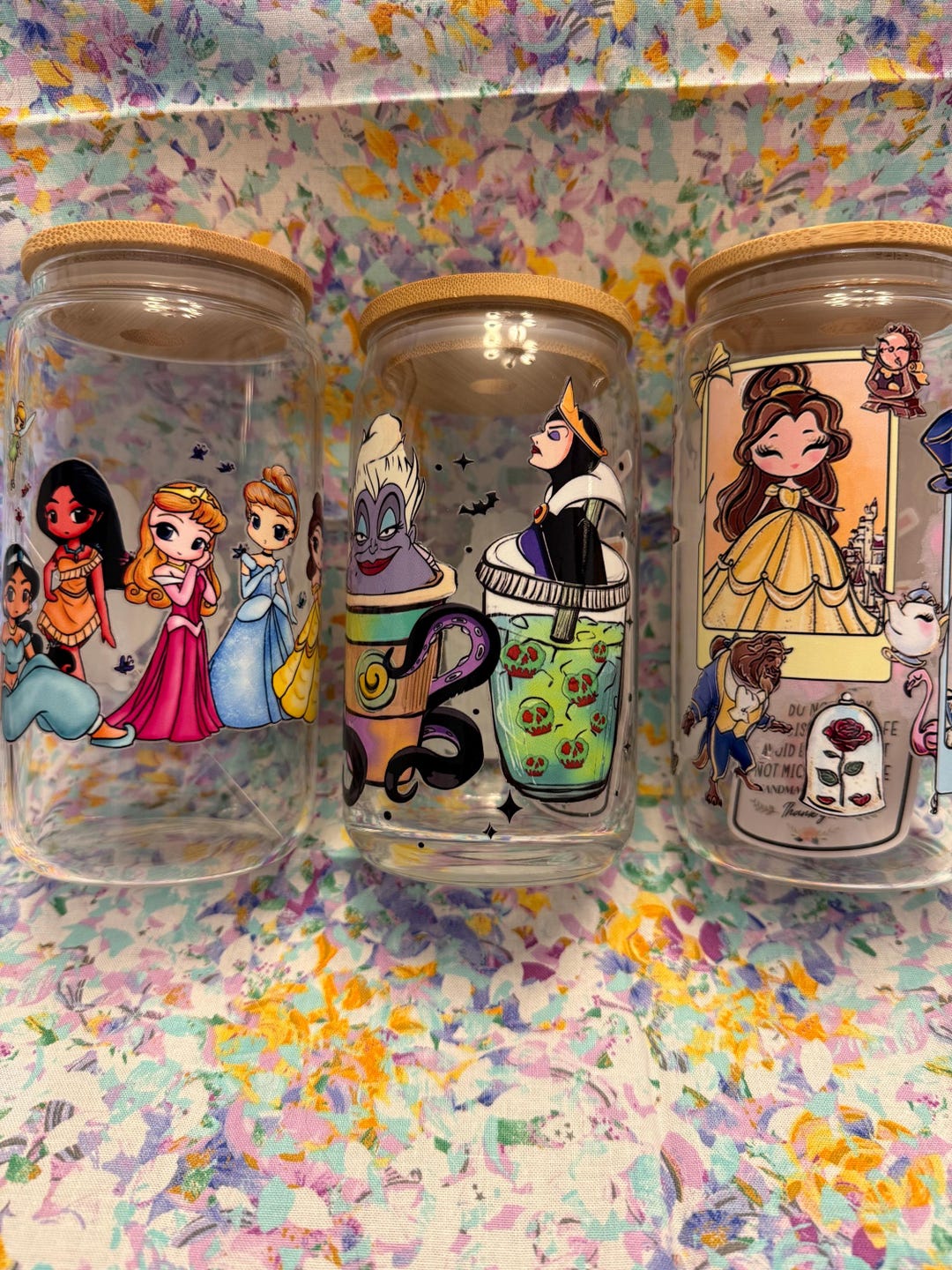 Disney Princess Inspired Glasses| 16 Oz Libbey Can| Gift for Disney ...