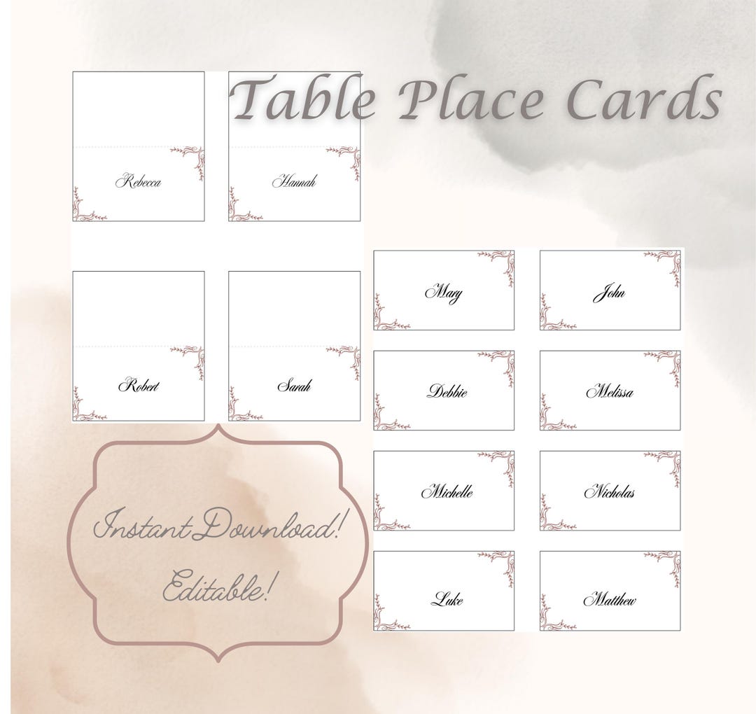 Elegant Table Place Cards for Weddings and Events - Etsy