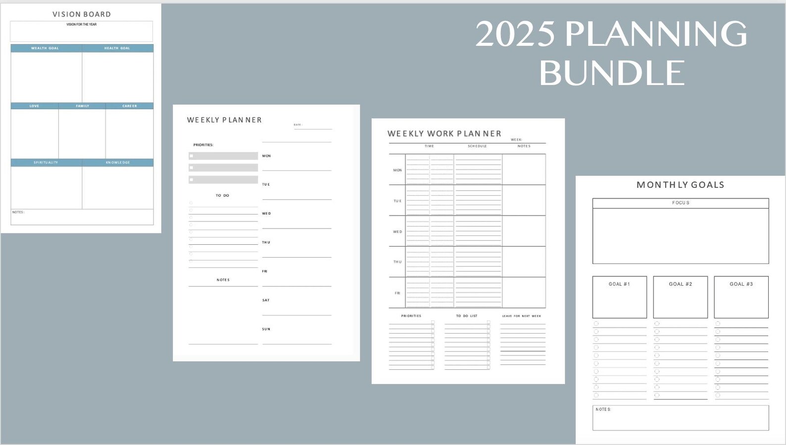 2025 Yearly Bundle: Printable Weekly, Monthly, and Yearly Planners ...