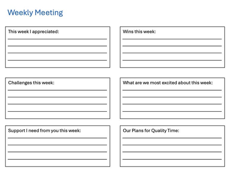 Weekly Check-in Template for Couples, Relationship Check-in Printable ...