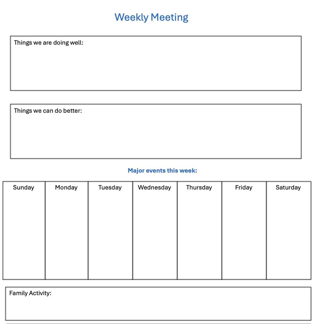 Family Meeting Template Family: to Create Positive Family Culture ...