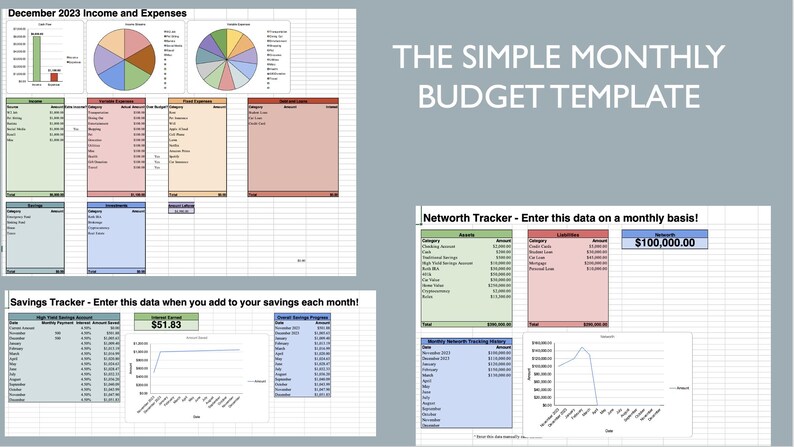 2025 Monthly Budget- Template Excel- Includes: Debt Tracker, Savings ...